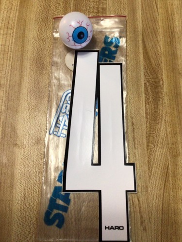 NOS VINTAGE OLD SCHOOL HARO WHITE BLACK STADIUM # 4 FOR NUMBER PLATE 7 ...
