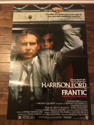 1988 (Warner Brothers) "FRANTIC" (Harrison Ford) Movie (Promo) Poster ...