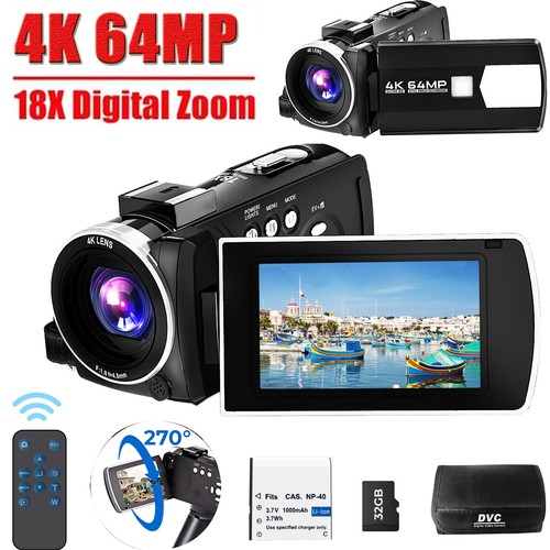 64MP & 4K 30fps Video Camera Camcorder 18X Digital Zoom Webcam Vlogging ...