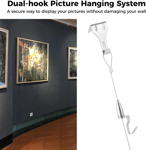 Picture Rail Hanging System with Hook, 66 lb (30 kg) Max 12 Pack ...