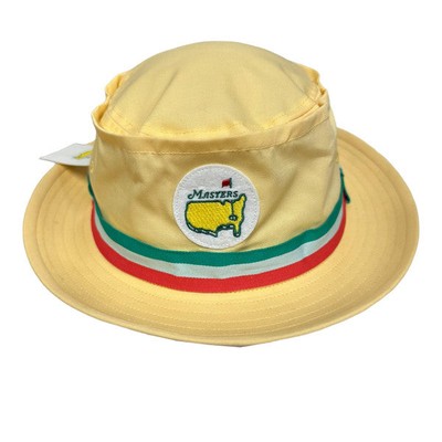 Official Masters Yellow Tri-Color Band Bucket Embroidered Logo Golf Hat ...