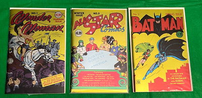 3 Facsimile Reprint Foil COMIC Books / BATMAN, WONDER WOMAN, ALL-STAR ...