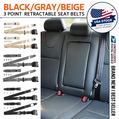 Kits Retractable 3 Point Harness Car Safety Seat Strap Seat Belt Auto ...