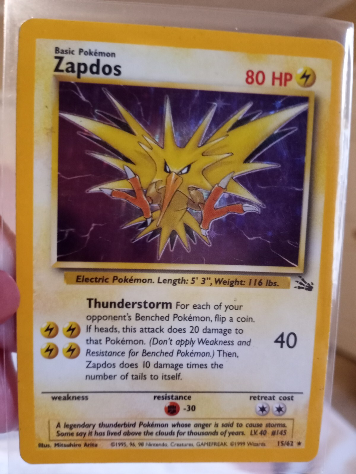 Pokémon TCG Zapdos Fossil 15 Holo 1st Edition Holo Rare | eBay