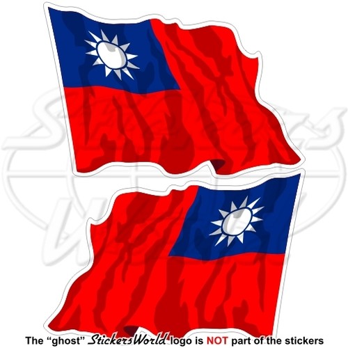 TAIWAN Taiwanese Flying Flag RoC Republic of China 12cm(4,7") x2 Decals ...