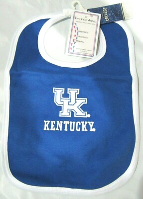 NCAA Kentucky Wildcats KU Script Logo Royal w/White Edge Baby Bib Two ...