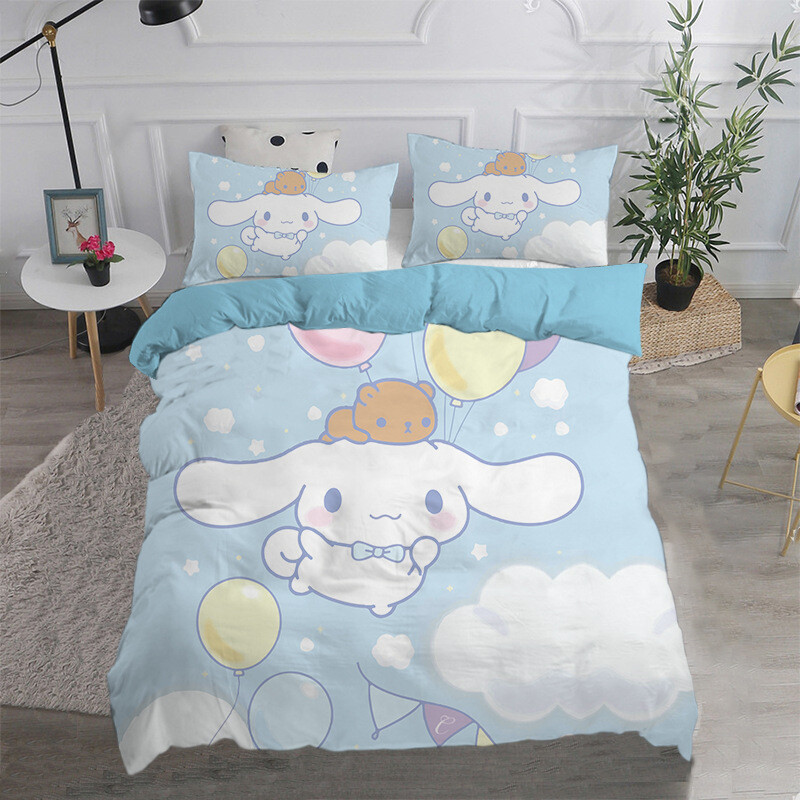 3/4 Pcs Duvet Cover Set Cartoon Cinnamoroll Pillowcase Sheet Quilt ...