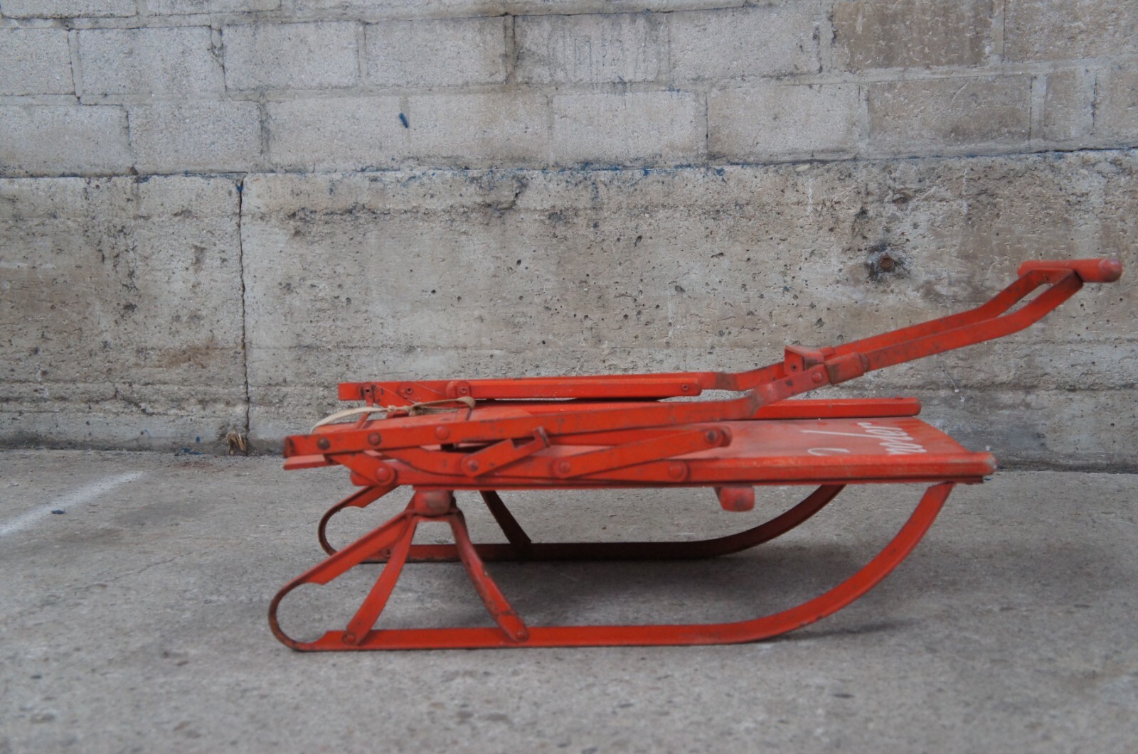 Mid Century Sno-Ler Folding Winter Children's Snow Sled Push Stroller ...