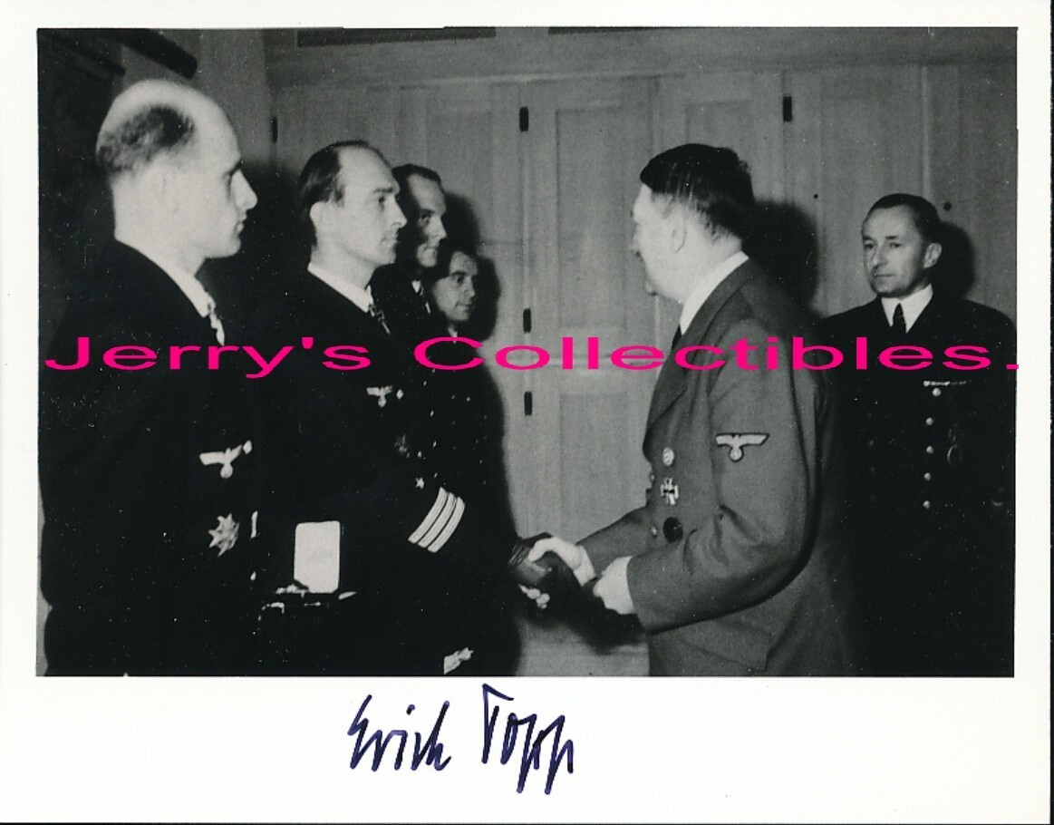 Erich Topp signed photo,receiving the Swords.. U-Boat Ace. U-552. Red ...