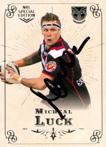 Signed 2018 NEW ZEALAND WARRIORS NRL Card MICHEAL LUCK Glory Special ...