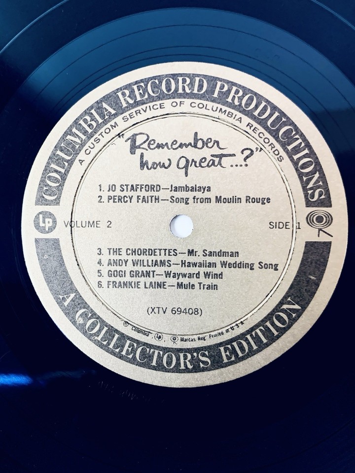 REMEMBER HOW GREAT VOLUME II,1962 COLLECTOR’S SERIES . COLUMBIA RECORDS ...
