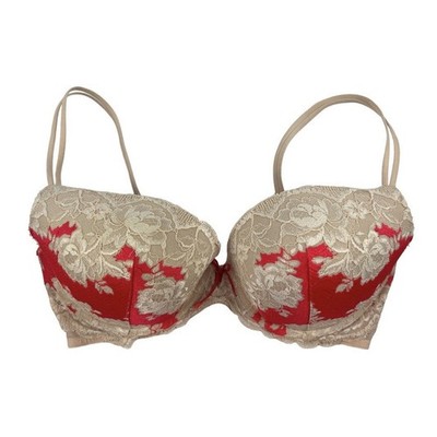Victorias Secret Bra Very Sexy 38D Push Up Lace Nude Red Coral Plunge ...