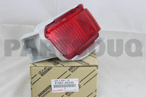 8158160240 Genuine Toyota LENS AND BODY, REAR FOG LAMP, RH 81581-60240 ...