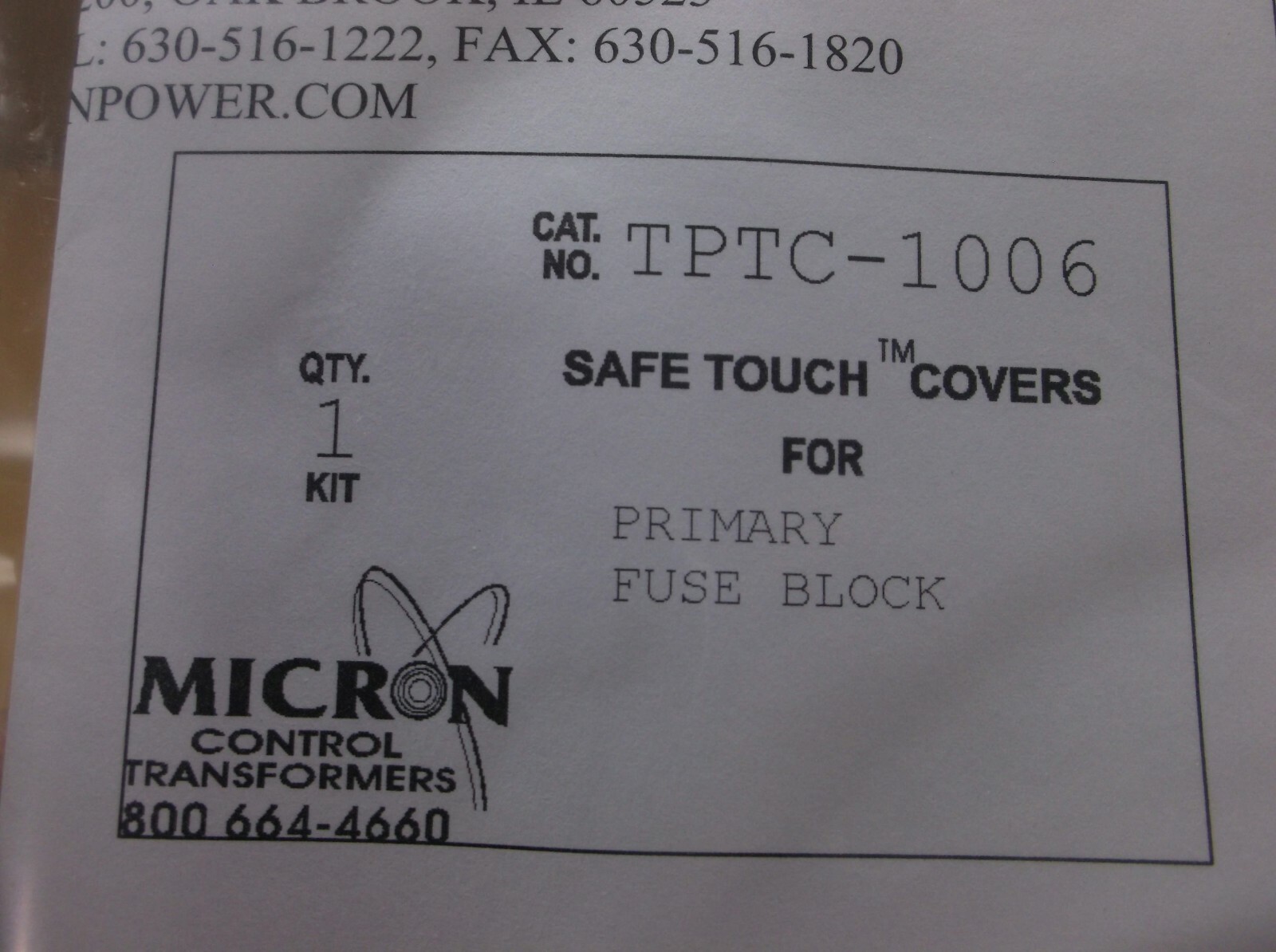 TPTC-1006 Micron NEW Box Safe Touch Fuse Terminal Cover Set TPTC1006 ABB | eBay