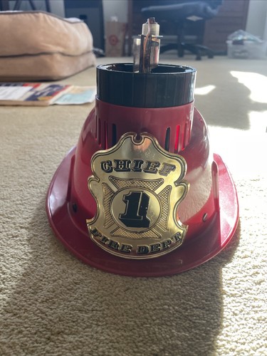 Vintage Radio Shack Fire Chief's Helmet Red Fireman Firefighter Toy ...