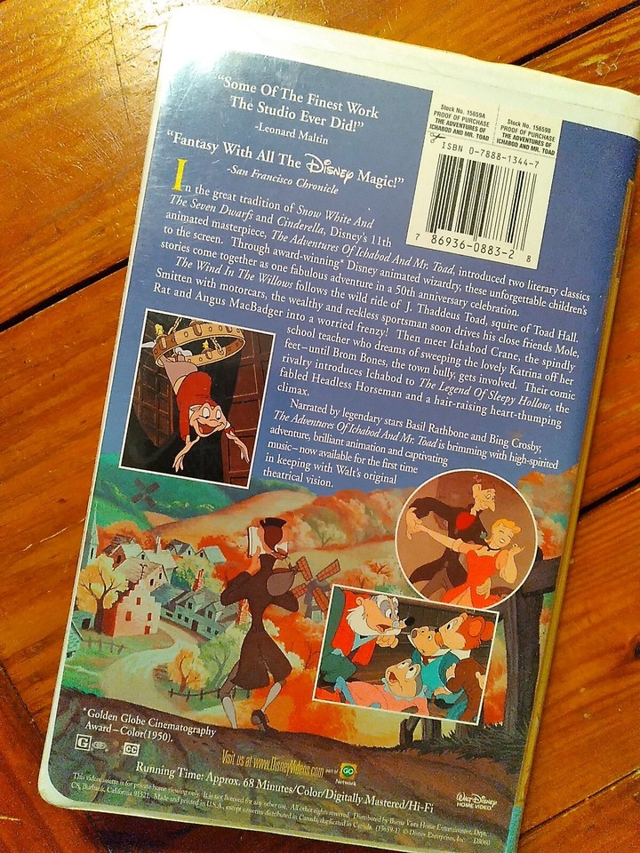 The Adventures of Ichabod and Mr. Toad (VHS) 1999 - 50th Anniversary ...