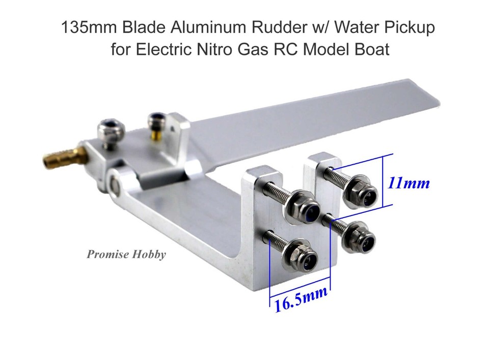 135mm Blade Aluminum Rudder w/ Water Pickup for Electric Nitro Gas RC ...