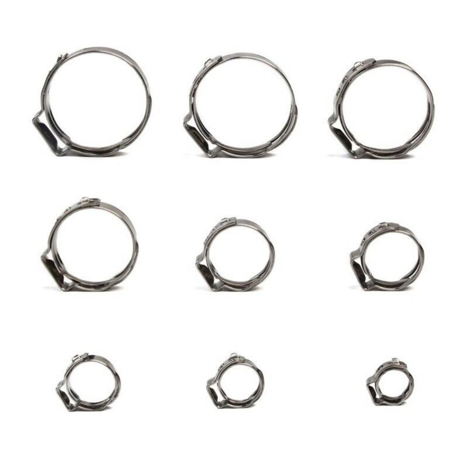 130PCS Single Ear Stepless Hose Clamps 6.5-21mm Stainless Steel +1PC ...