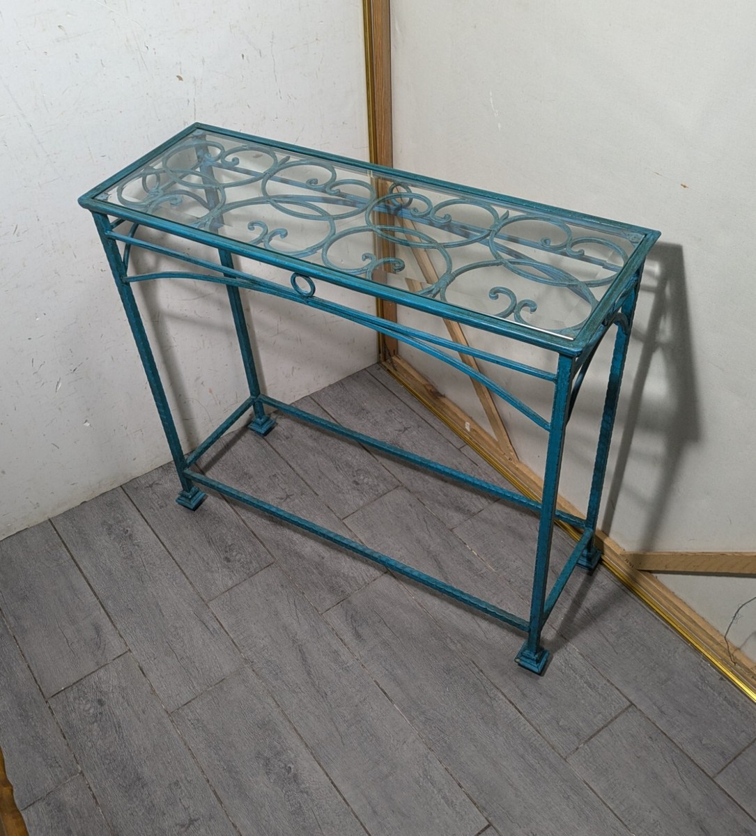 Wrought Iron Console Table With Glass Top