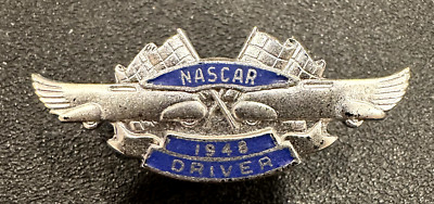 🔴🔴 Vintage 1948 NASCAR Driver Pin Silver & Blue - ULTRA RARE 1st Year ...