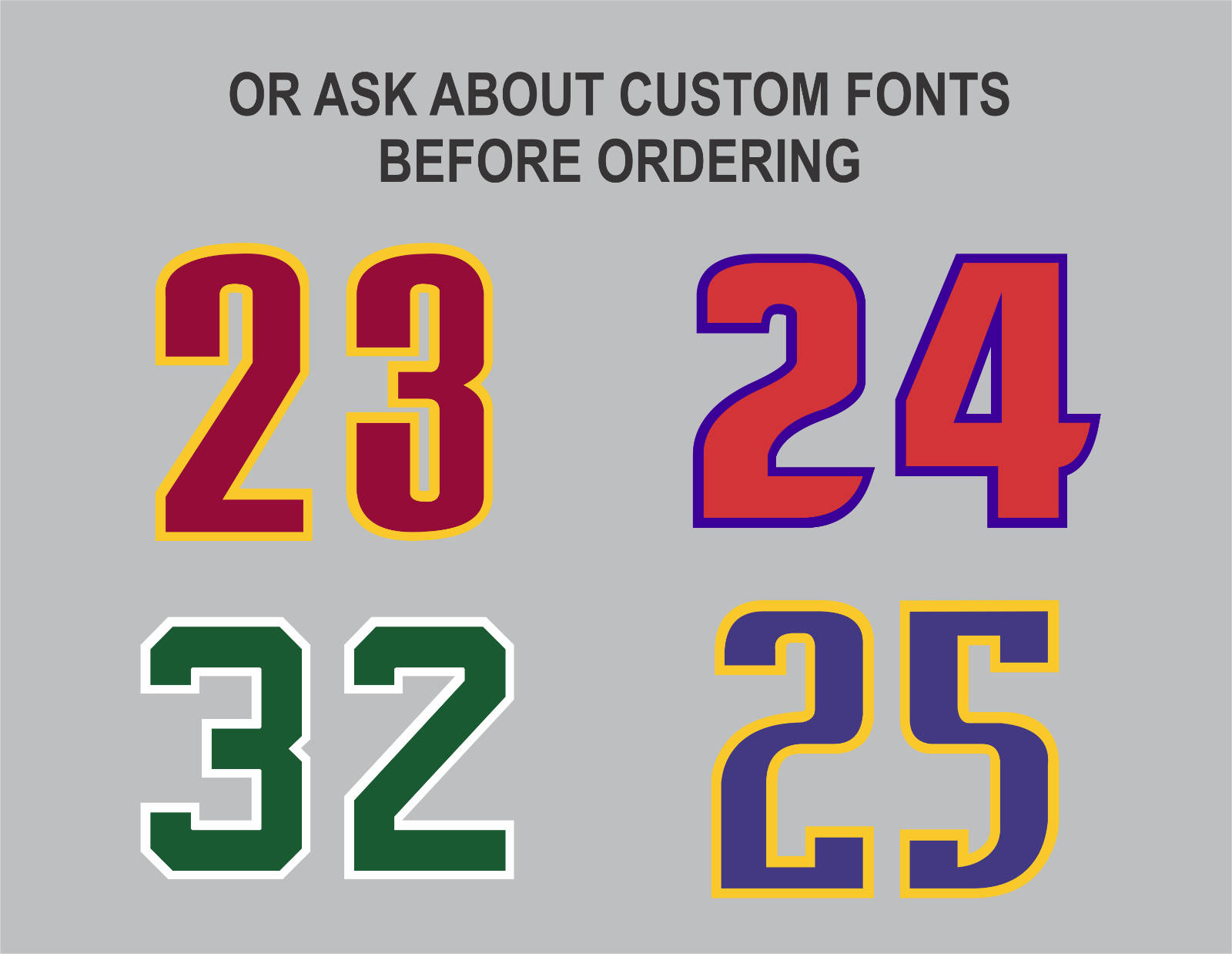 Tackle Twill Pro Cut Basketball Numbers for Team Uniform Jersey Not ...