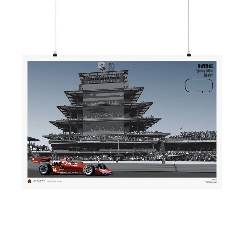 Indianapolis 500 Vintage Race Poster - A.J. Foyt Gilmore Coyote Car Art ...