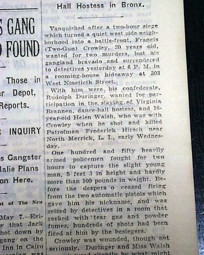 FRANCIS 'TWO GUN' CROWLEY Murderer Criminal NYPD Killer Shootout 1931 ...