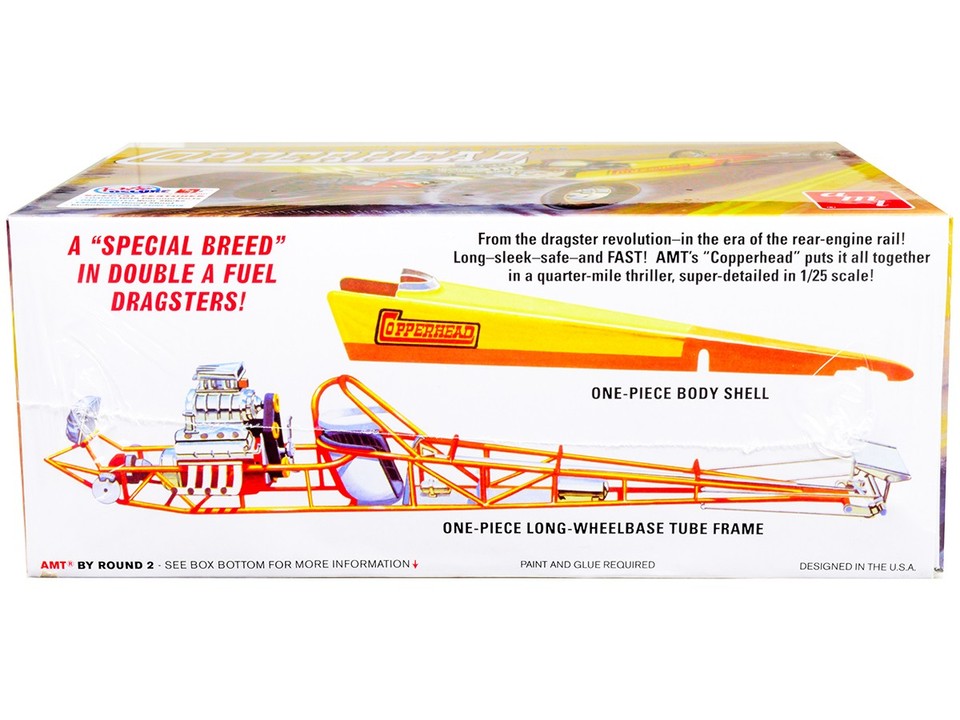 Skill 2 Model Kit 1934 Copperhead Rear-Engine Double A Fuel Dragster 1/ ...
