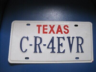 Vintage Texas Vanity License Plate C-R-4EVR | eBay
