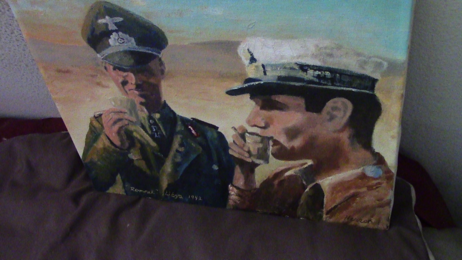 World War 2 Oil on Canvas "Rommel". Size 14 by 11.Signed Lower Right ...