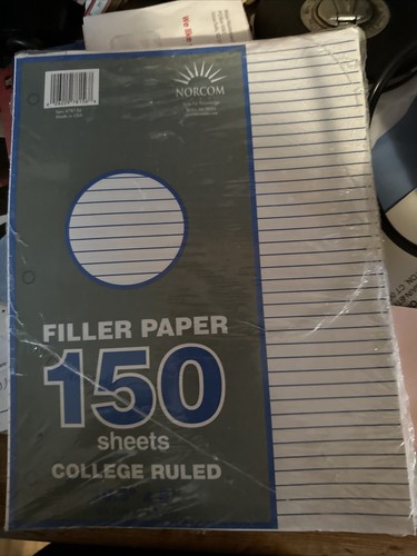 Norcom Filler Paper, loose leaf, College Ruled, 150 Pages, 8" x 10.5 ...