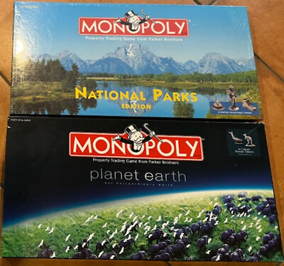 Lot of 2 Monopoly games - Sealed Box National Parks, Open Box Planet ...