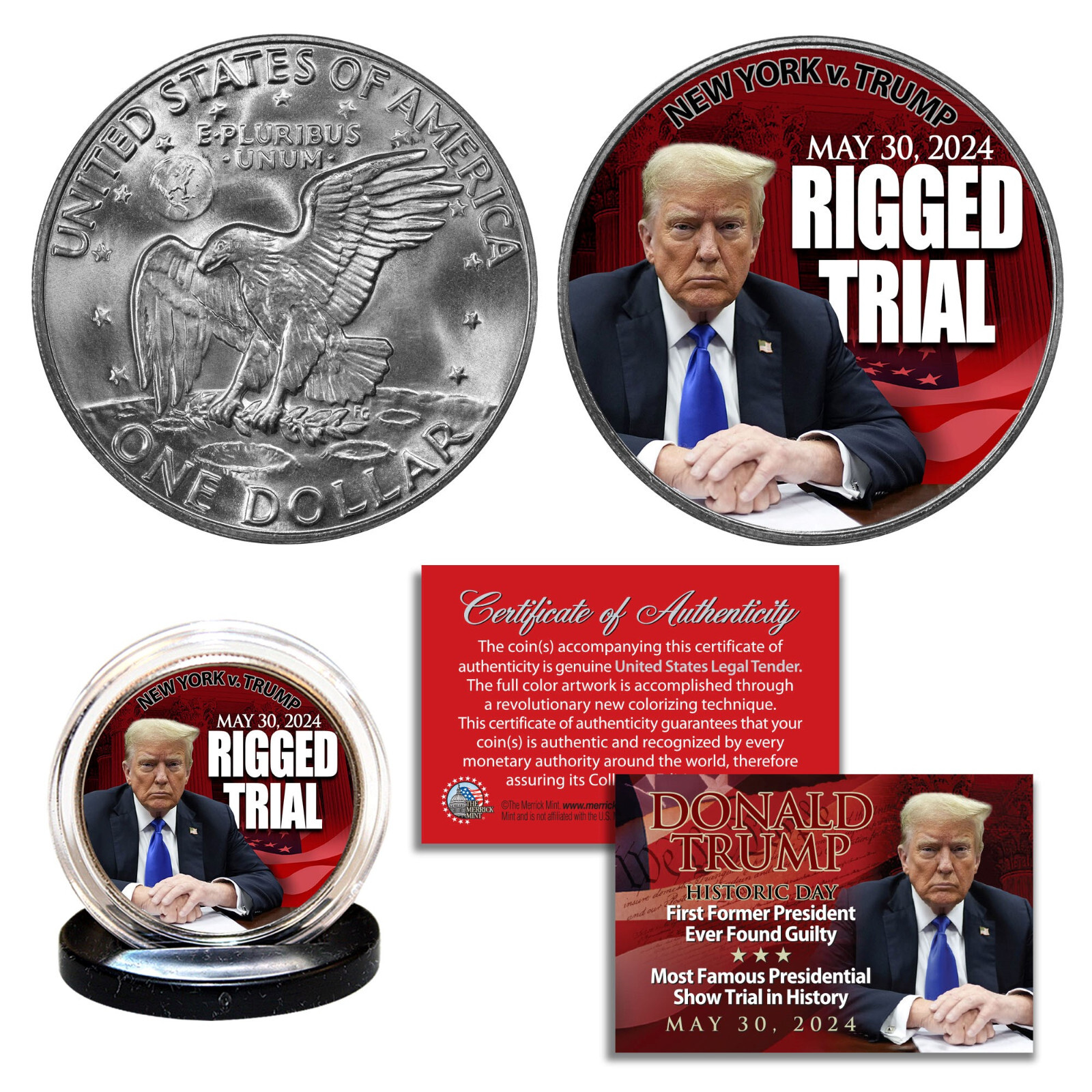 DONALD TRUMP Historic TRUMP Rigged Trial Official Legal Tender IKE $1 U ...