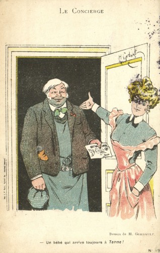 PC ARTIST SIGNED, GERBAULT, HUMOR, LE CONCIERGE, Vintage Postcard ...