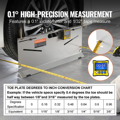 Wheel Alignment Tool Camber/Caster/Toe Gauge Toe Plates Measuring Tapes ...