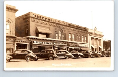 RPPC Real Photo Postcard Michigan Plymouth street Taylor & Blyton ...
