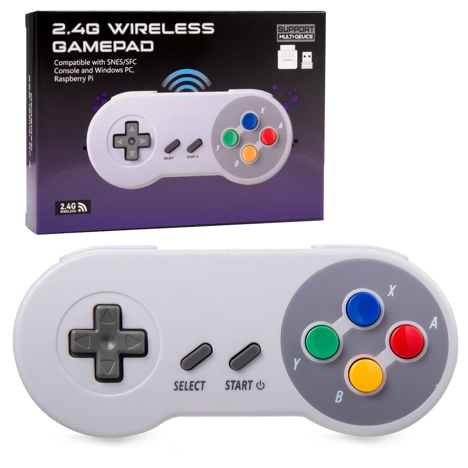 2x Wireless SNES Controller Remote Gamepad For Original Super SNES ...