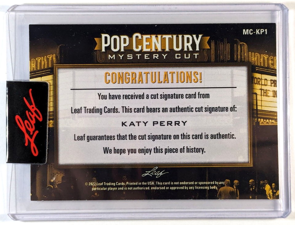Katy Perry 2022 Leaf Pop Century Mystery Cut Signature Autograph Card ...