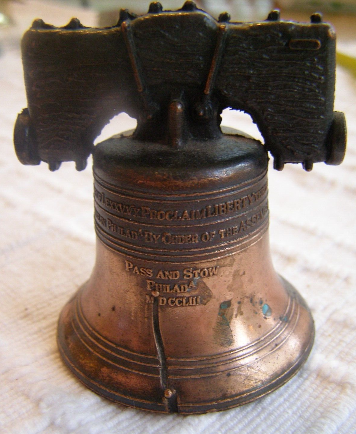 Miniature Metal Liberty Bell 2.5" Tall Replica Bronze Look Souvenir VTG ...