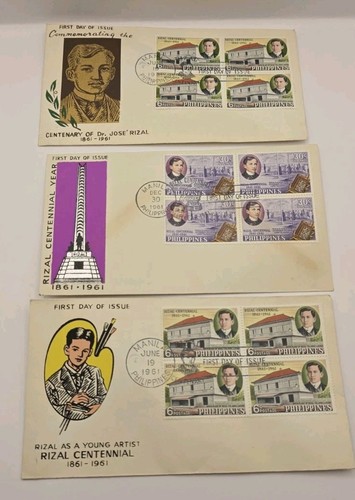 Philippines 1961 Vintage First Day Cover.Vintage Dr Jose Rizal.Lot Of 3 ...