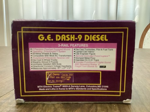 20-2160-1 MTH O Scale Premier GE Demonstrator Dash-9 Diesel Locomotive ...