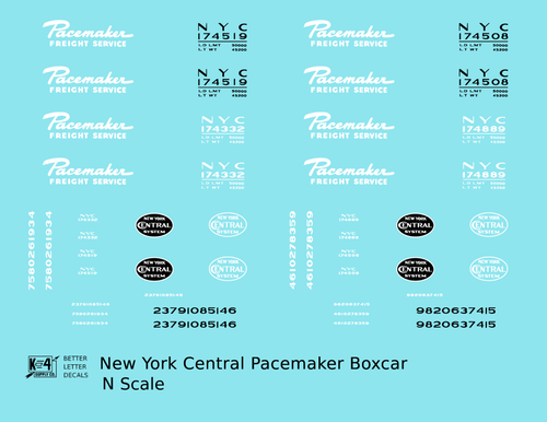 K4 N Scale Decals New York Central Pacemaker Boxcar | eBay