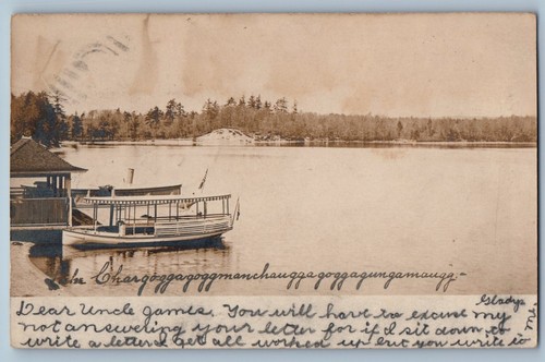 Webster Lake Massachusetts MA Postcard RPPC Photo Lake ...