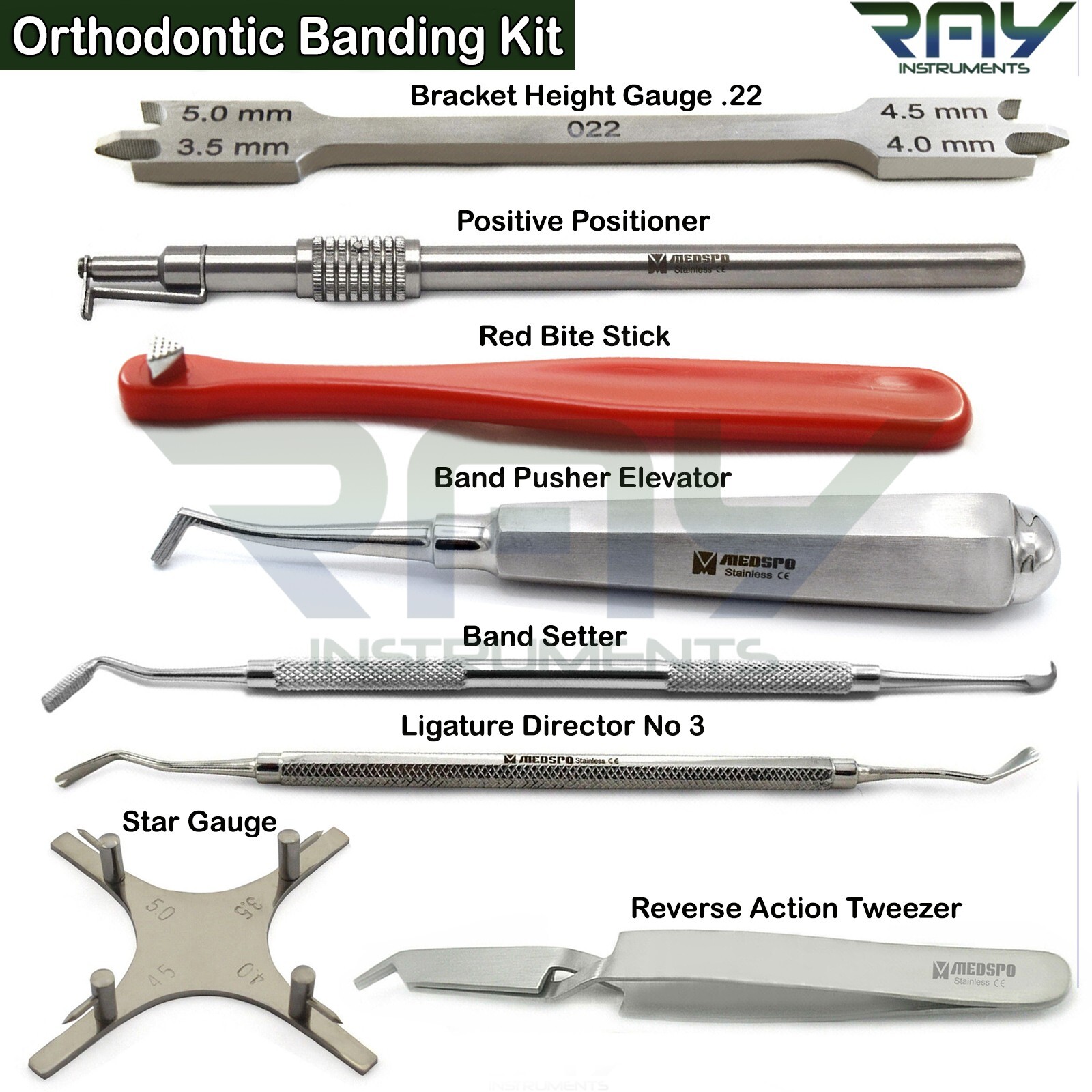 Orthodontic Banding Set-up Band Seating Pusher Bracket Tweezer ...