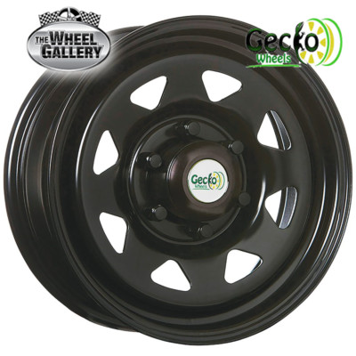 Gecko Triangle Black 14x6 0PP Gloss Black Set of Steel Wheels | eBay ...
