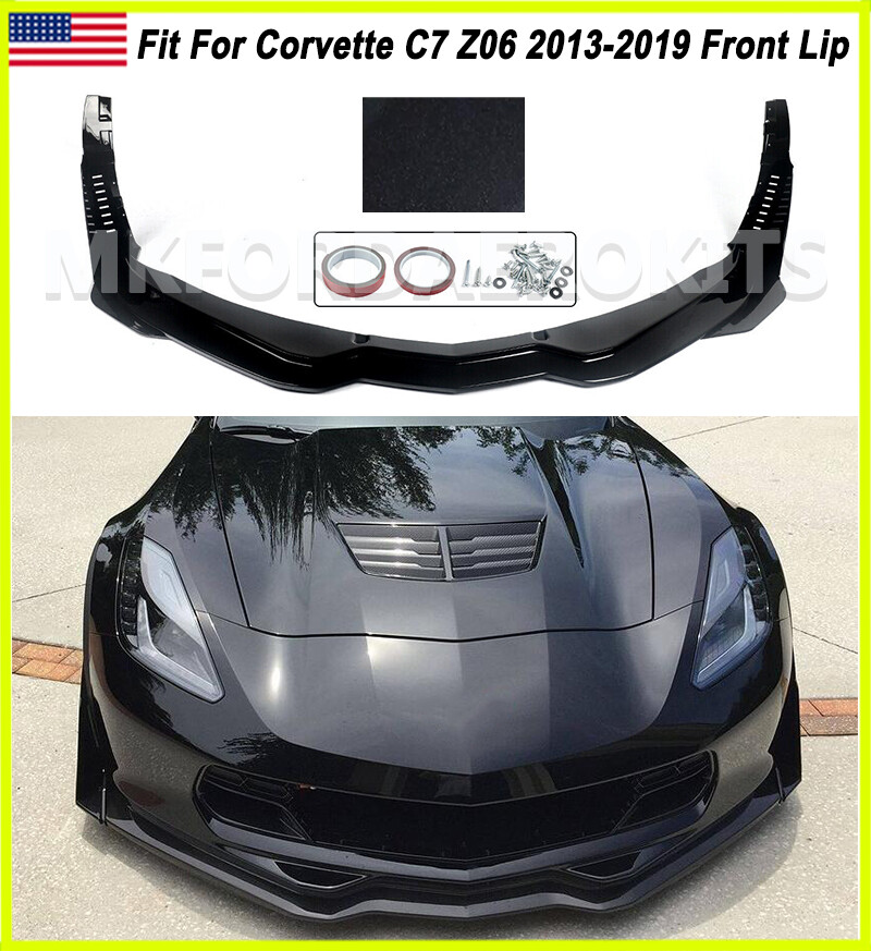 CARBON FLASH Stage 3 Front Lip Splitter w/Side Winglet For Corvette C7 ...