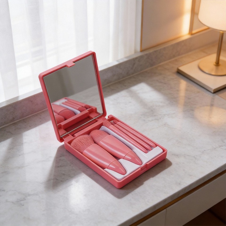 Portable 5 Piece Makeup Brush Set for Travel with 4 Color Options ...