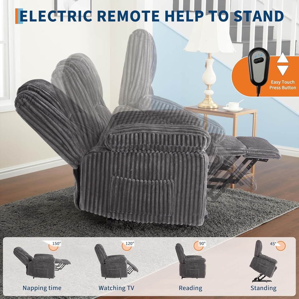 Power Lift Recliner Chair, Heat & Massage Function, Electric Stand-Up ...