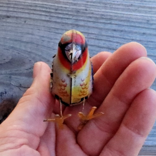 Vintage 2.75 Tin Key Wind Up Bird Toy Walking CS Japan Sparrow Figurine ...