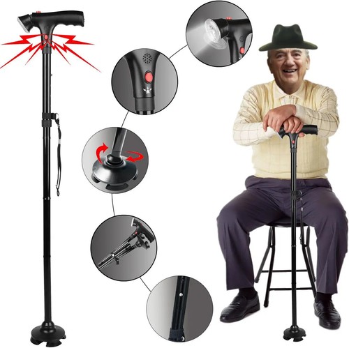 Ausziehbar Gehstock Spazierstock Wanderstock &LED Licht,Faltbarer ...